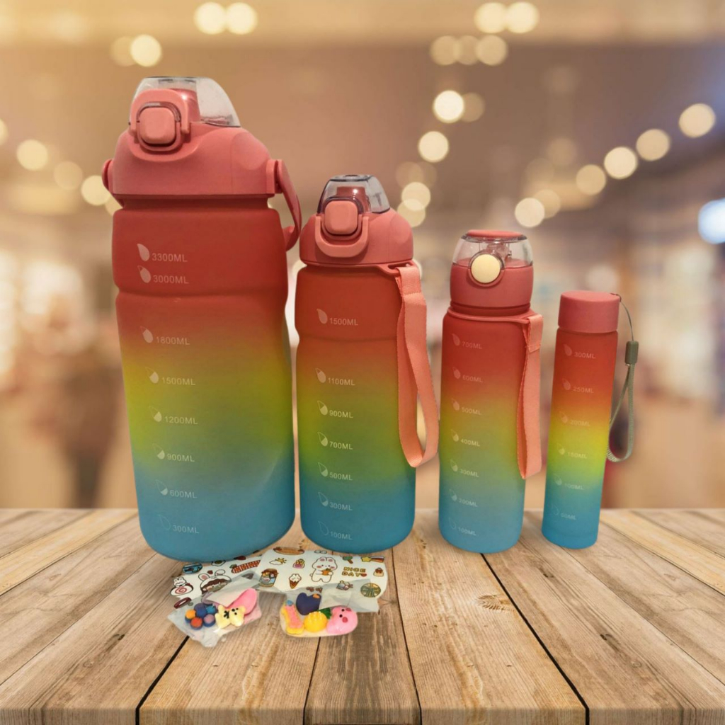 Garrafa Squeeze Colorida Health Motivacional Original | Novo Modelo Kit com 4 garrafas 3.3L | 1 ...