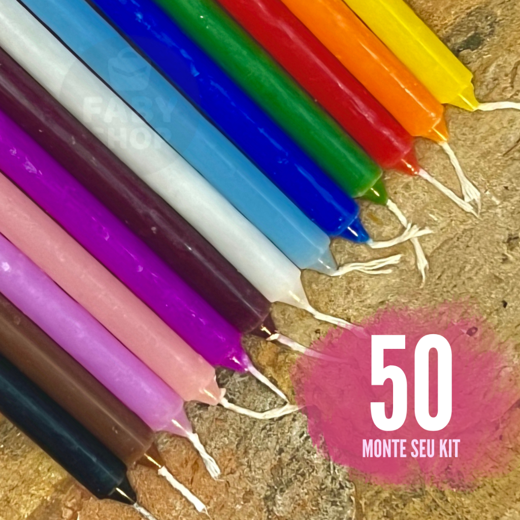 Kit Velas Coloridas 50 Unidades 16x1,2cm | Shopee Brasil