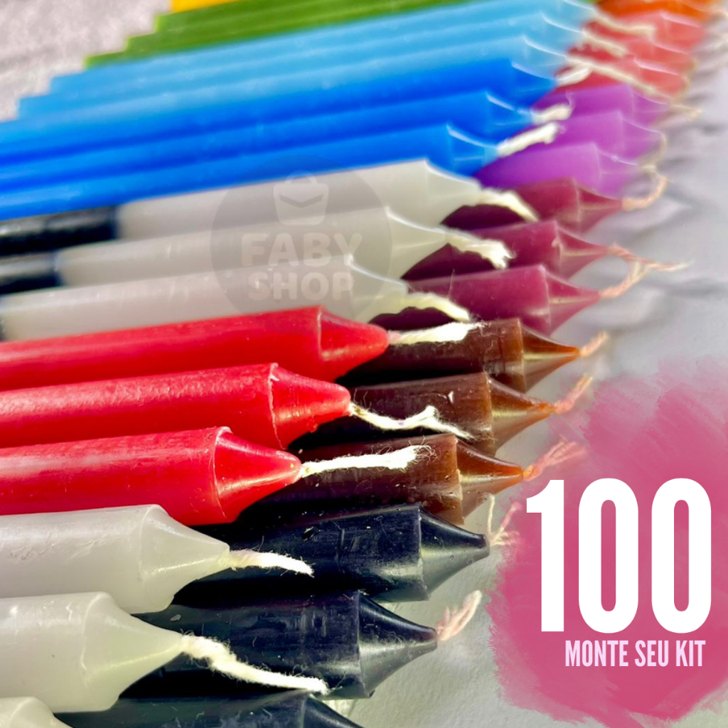 Kit 100 Velas Palito Bicolores e Coloridas 16 cm | Shopee Brasil