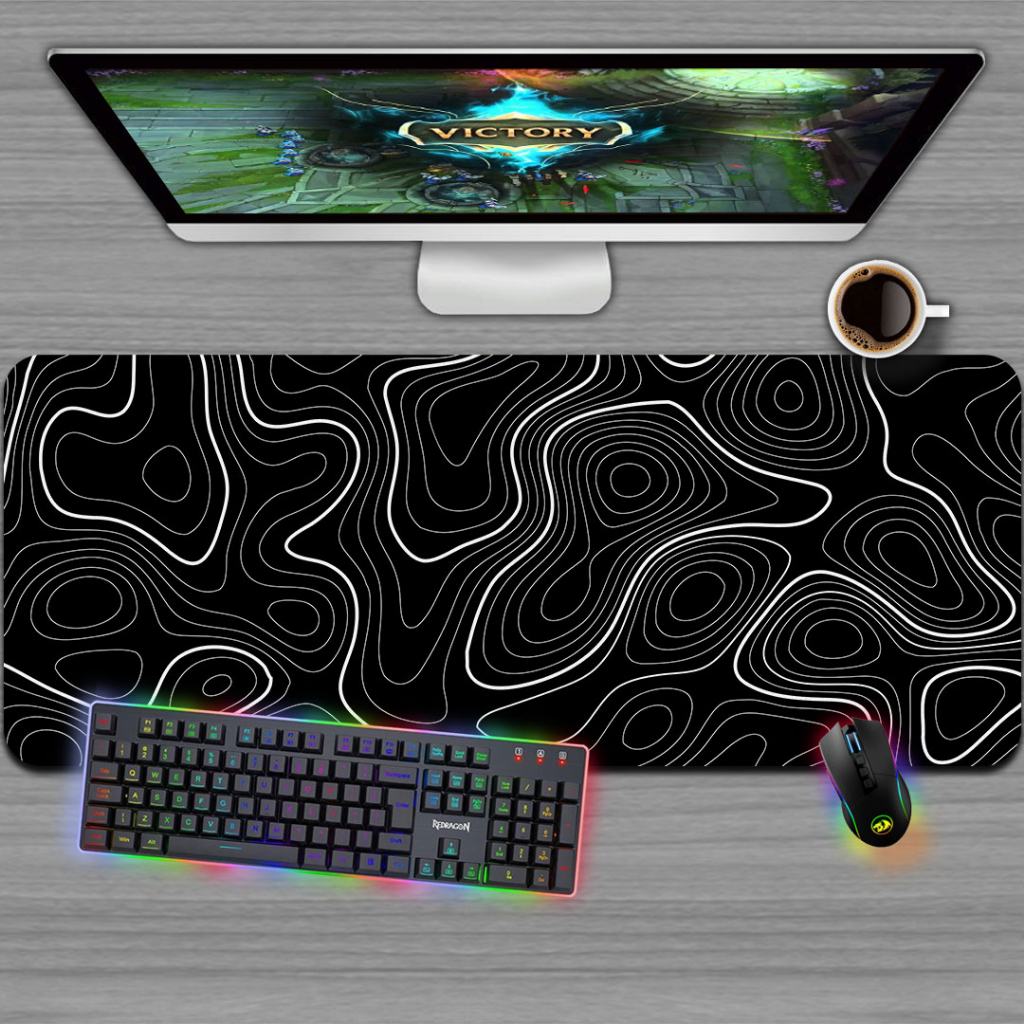 Mousepad Gamer, Tamanhos variados - LINES MAPA ABSTRATO PRETO | Shopee ...
