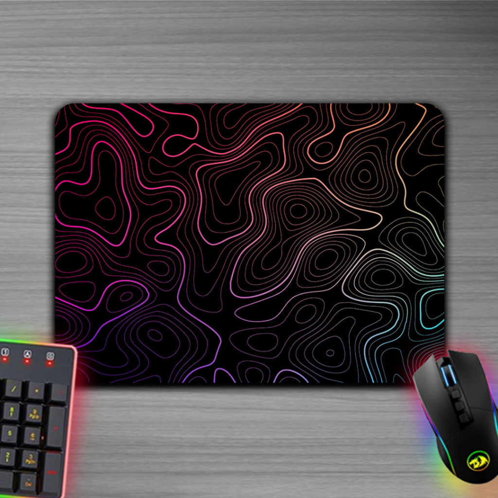 Mousepad Gamer, Tamanhos variados - LINES MAPA ABSTRATO PRETO COLORS ...
