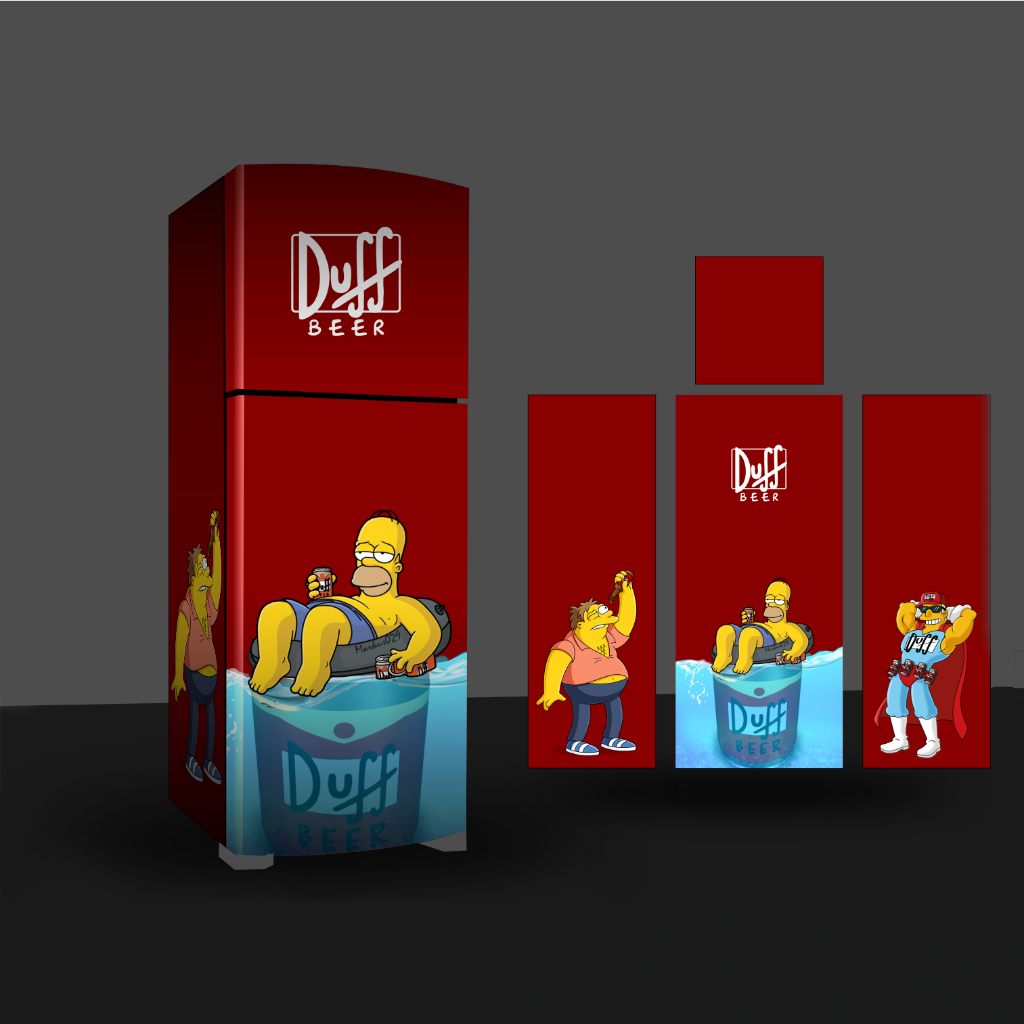 Adesivo Geladeira Freezer Completa Envelopamento Cerveja Simpsons ...