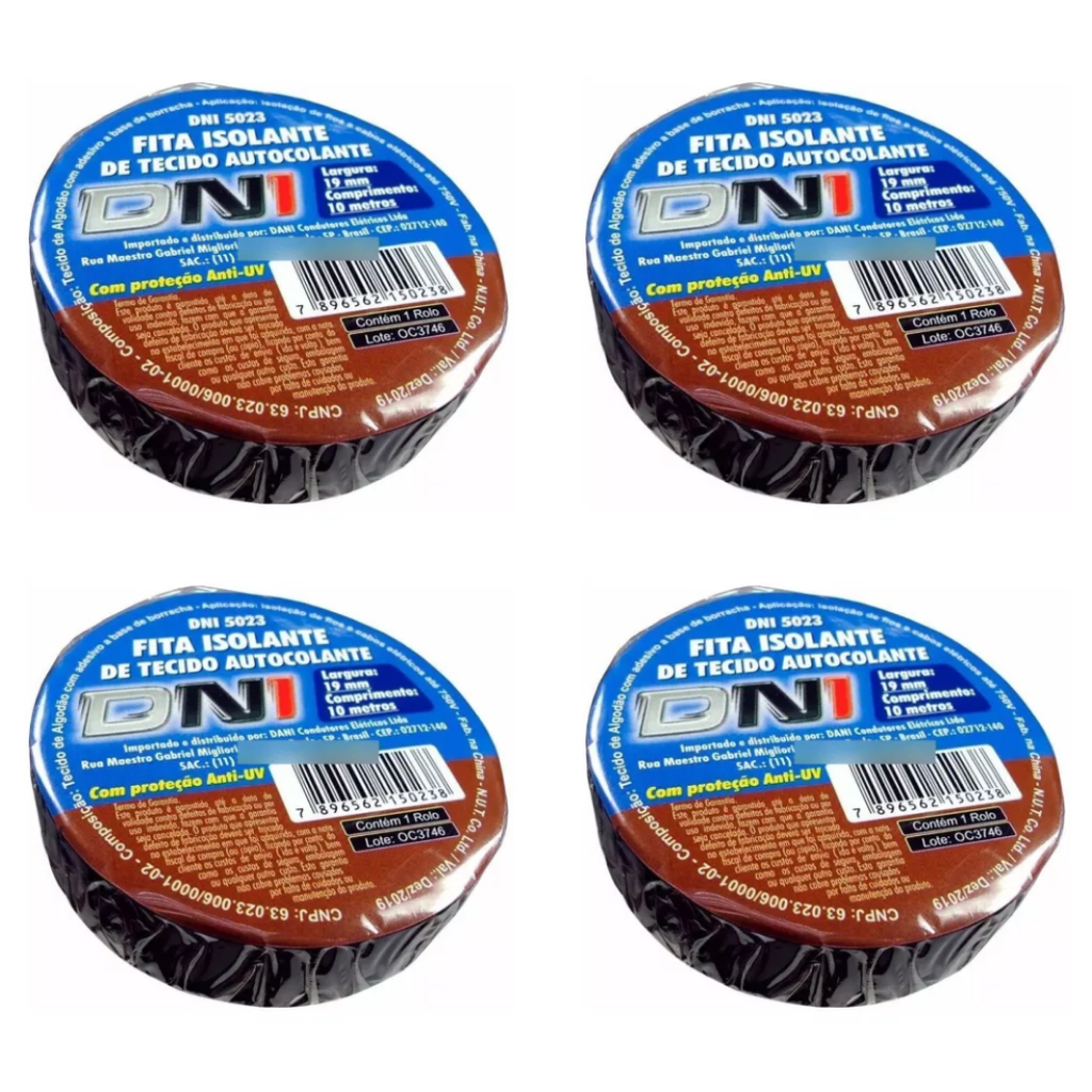 Fita Isolante De Tecido Autocolante 10m 4 Unidades - Dni5023 | Shopee ...