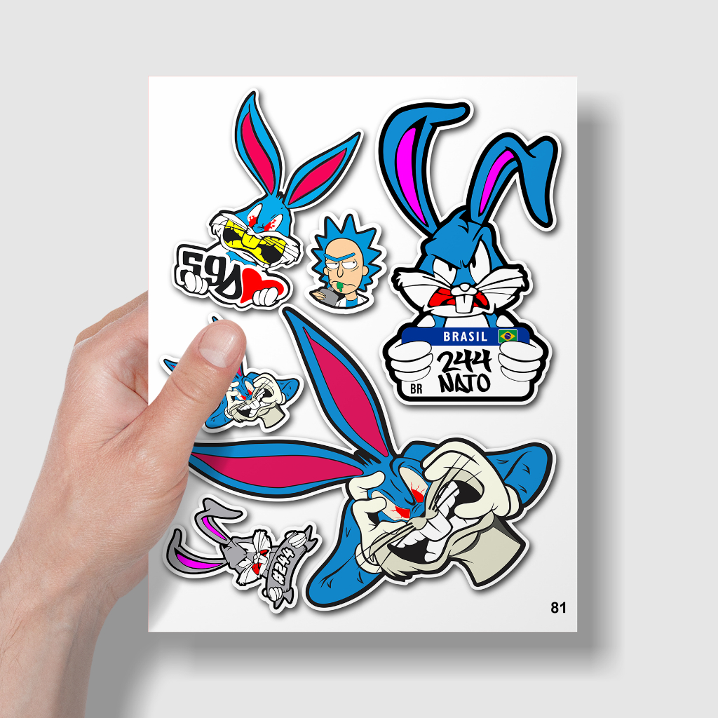 Mini Cartela Adesivos Coelho 14x19cm - 244 Pernalonga Para Moto Bike Carro | Shopee Brasil