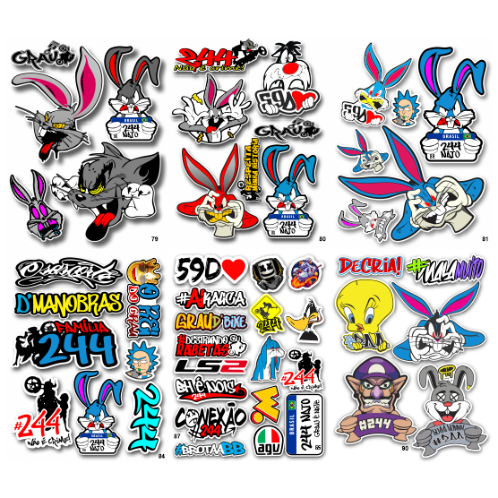 Kit Adesivos Coelhos 244 grau 59d segurando placa carro moto bike impreshow | Shopee Brasil