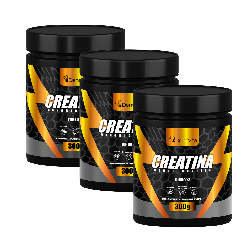 Kit 3x Creatina Turbo X3 Monohidratada Creatine Suplemento Em Pó - 300 ...