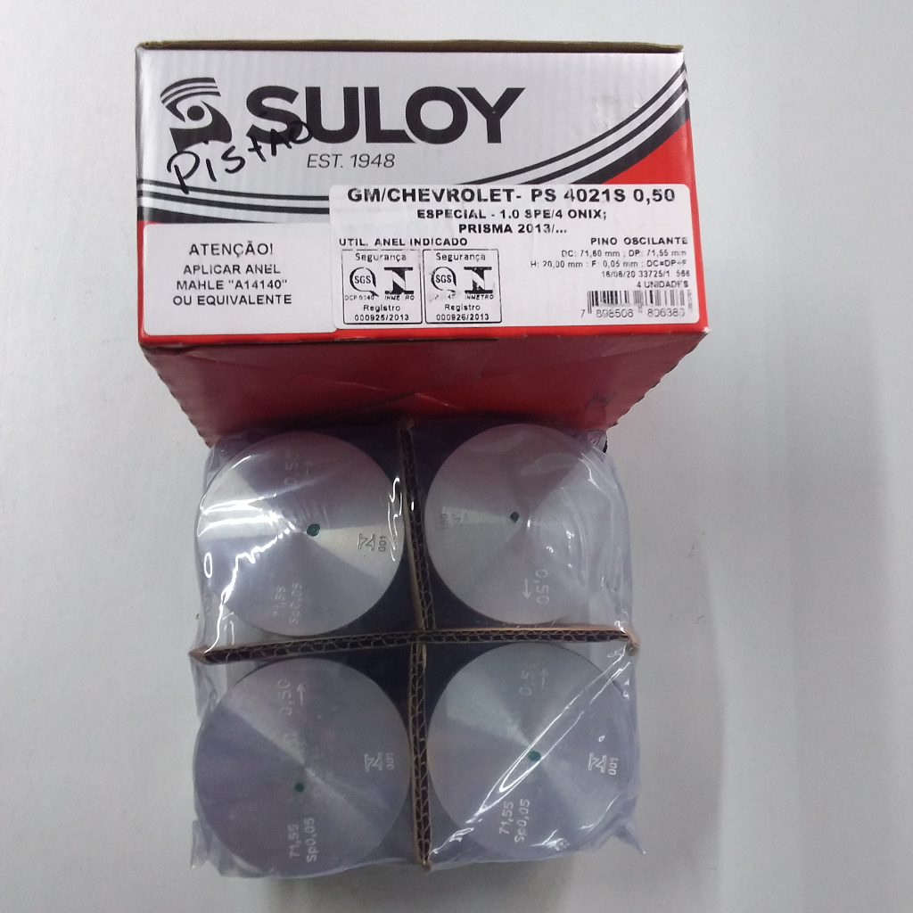 JOGO PISTÃO SULOY PS4021S 0,50 GM/CHEVROLET | Shopee Brasil