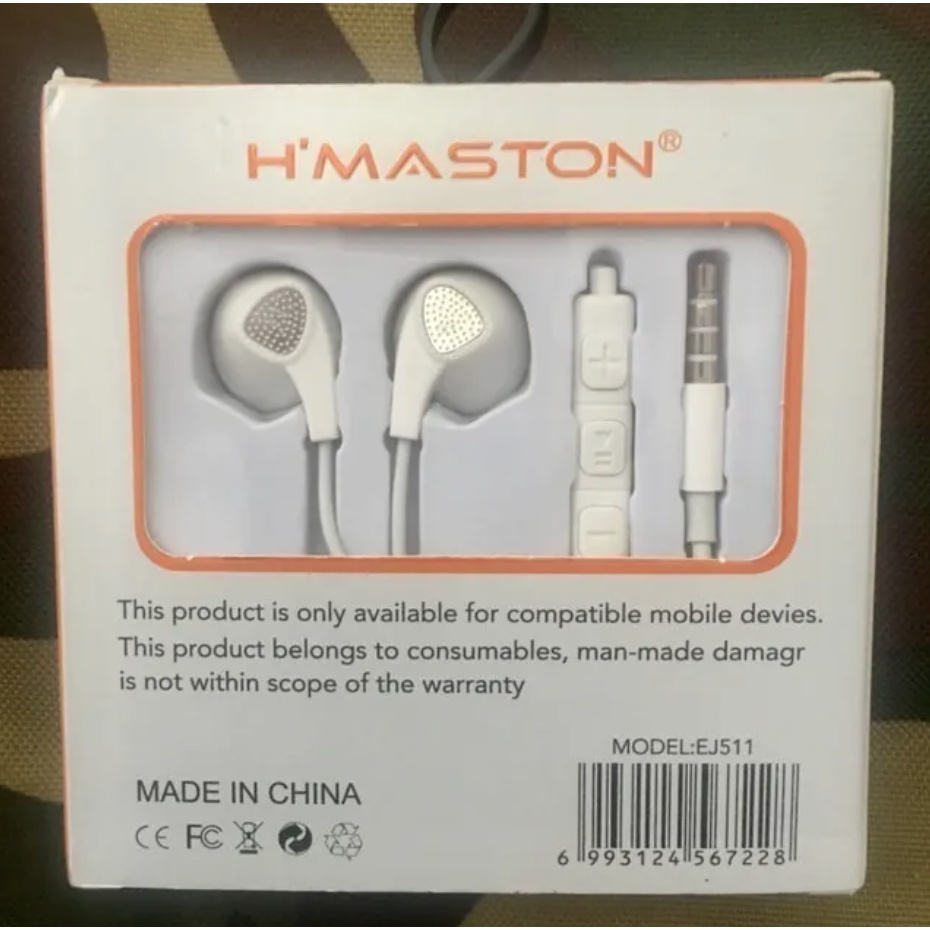 Fone de ouvido Stereo Intra-Auricular H'Maston EJ511 | Shopee Brasil