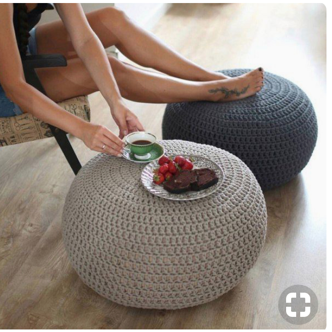 puff croche moderno 30x40 cores vc escolhe apos a compra | Shopee Brasil