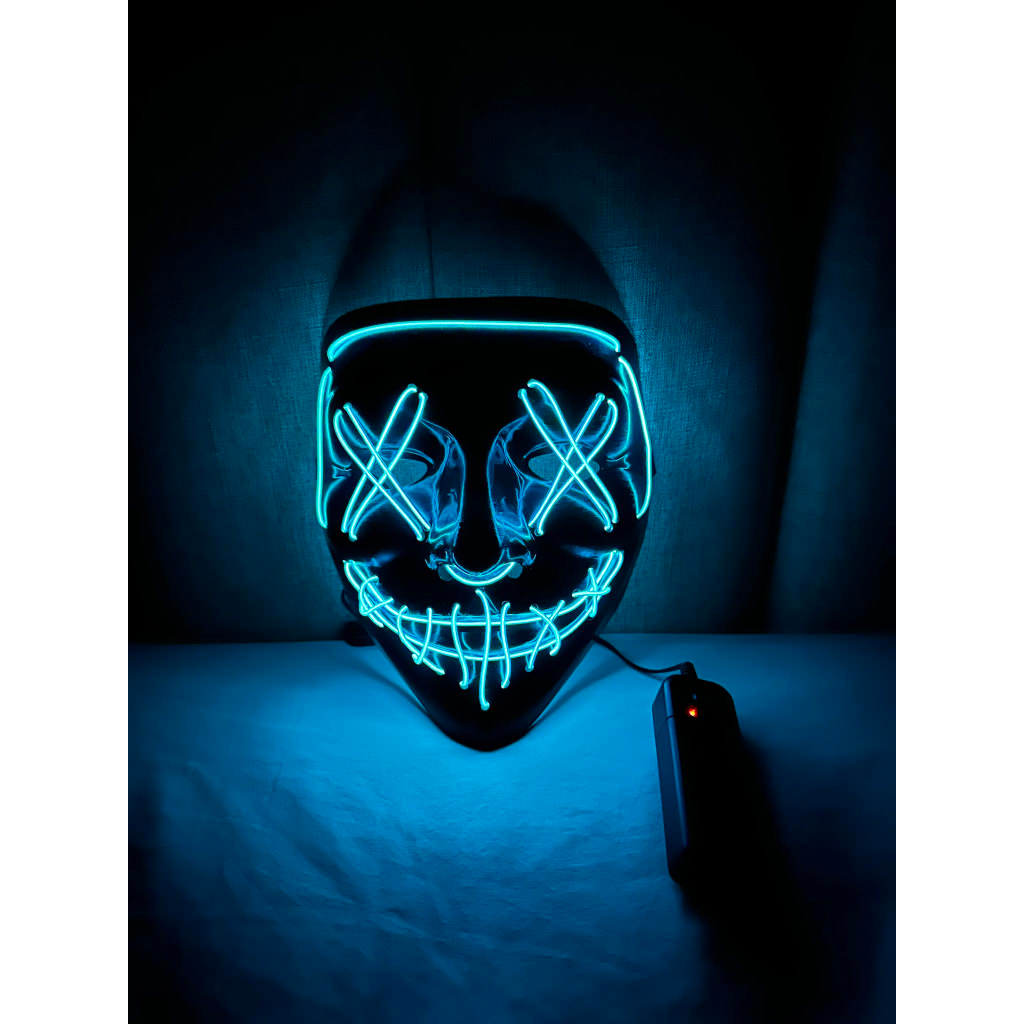Máscara Led Halloween Neon que Acende no Escuro com Pilha Festa Escolha ...