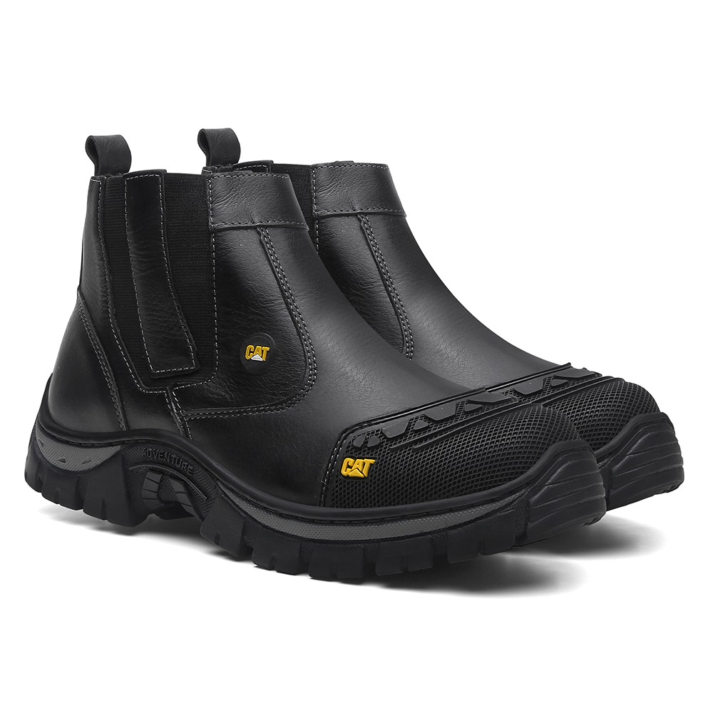 Bota Cat Botina Caterpillar Em Couro Legitimo + Biqueira Protetiva ...