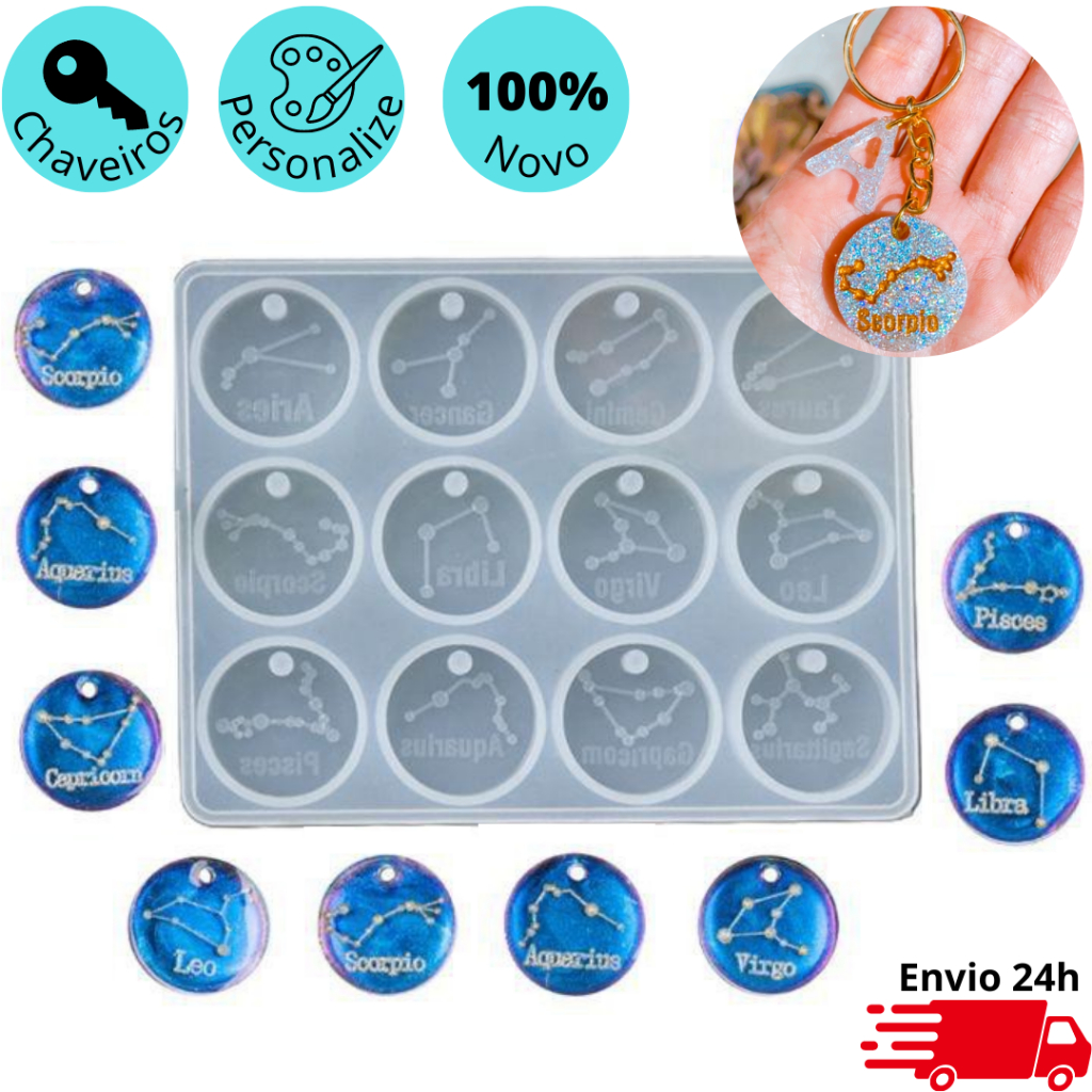 Molde de Silicone Signos Zodíaco Horóscopo Resina Epóxi signo ...