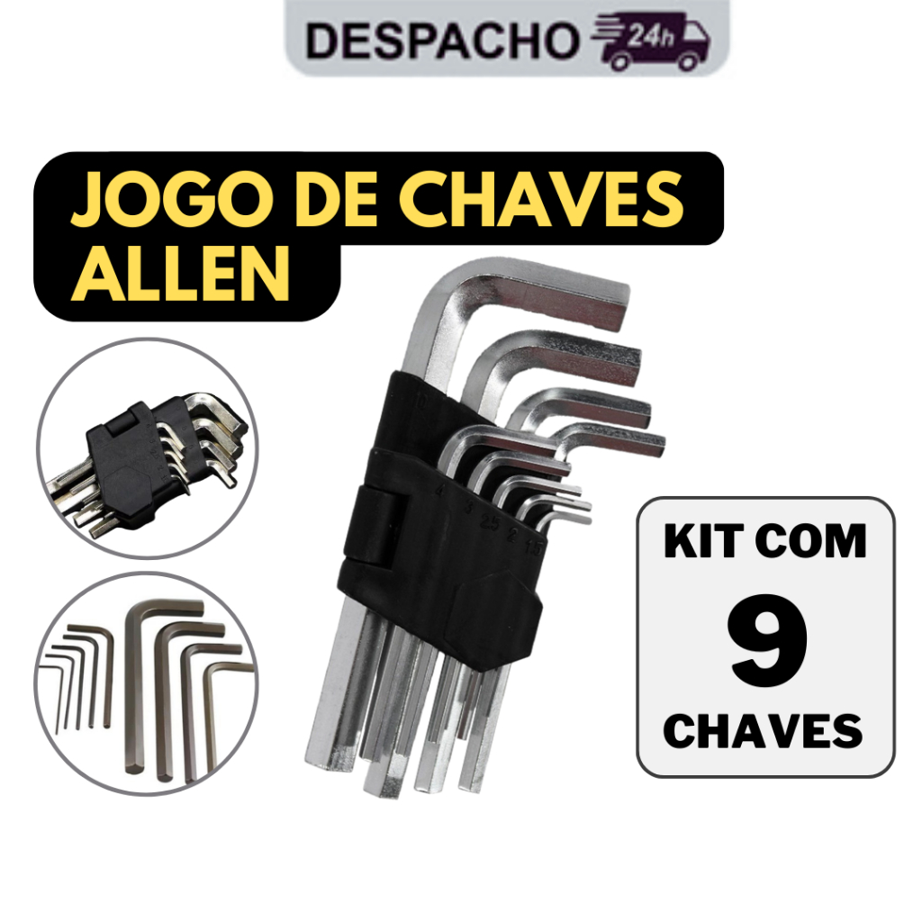 Jogo Chave Allen Hexagonal Curta Kit com 9 Peças T10 até T50 | Shopee ...
