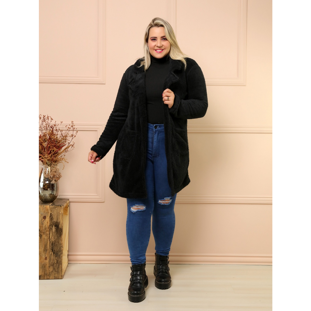casaco teddy plus size inverno B238 | Shopee Brasil