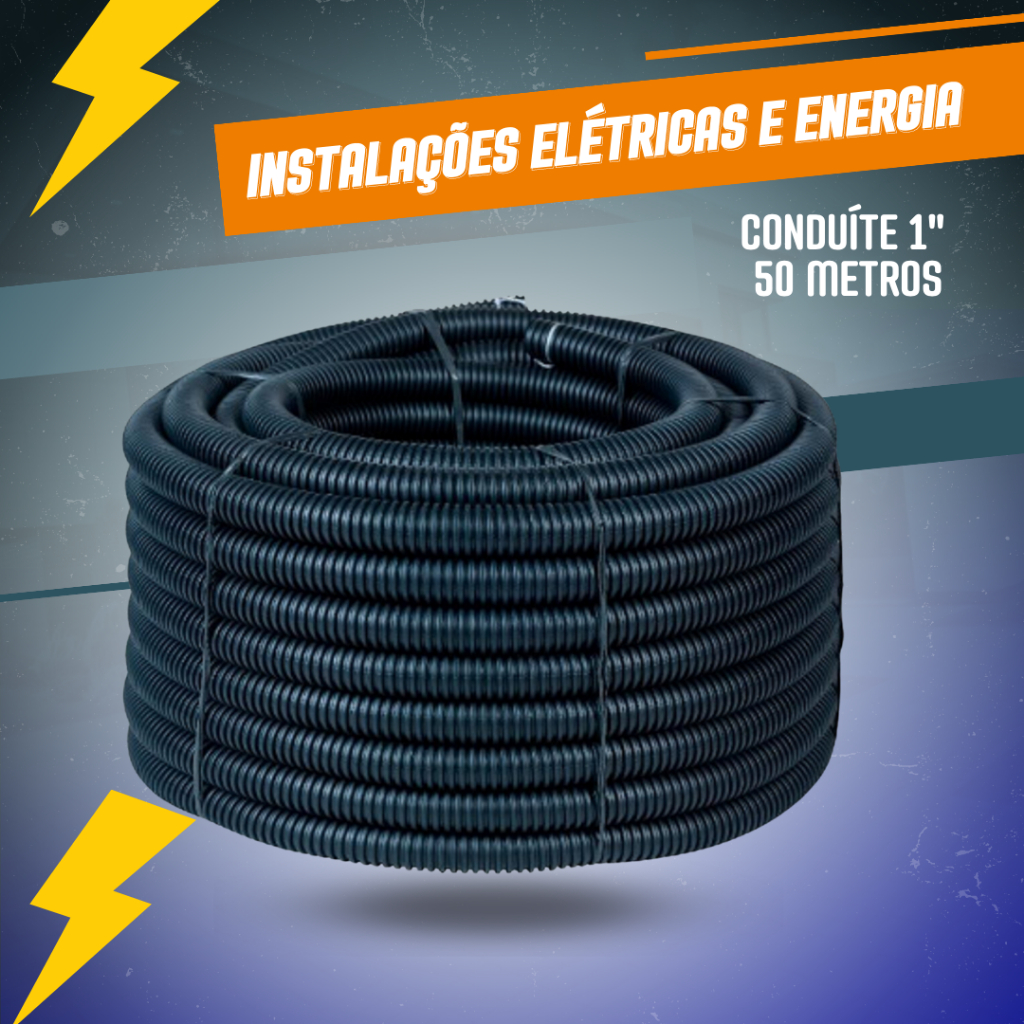 Conduíte Eletroduto Corrugado 1 Polegada Reforçado 50 Metros Preto ...