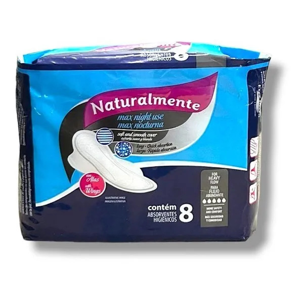 Absorvente Pós Parto Noturno Naturalmente - Max com Abas 8 Unidades ...