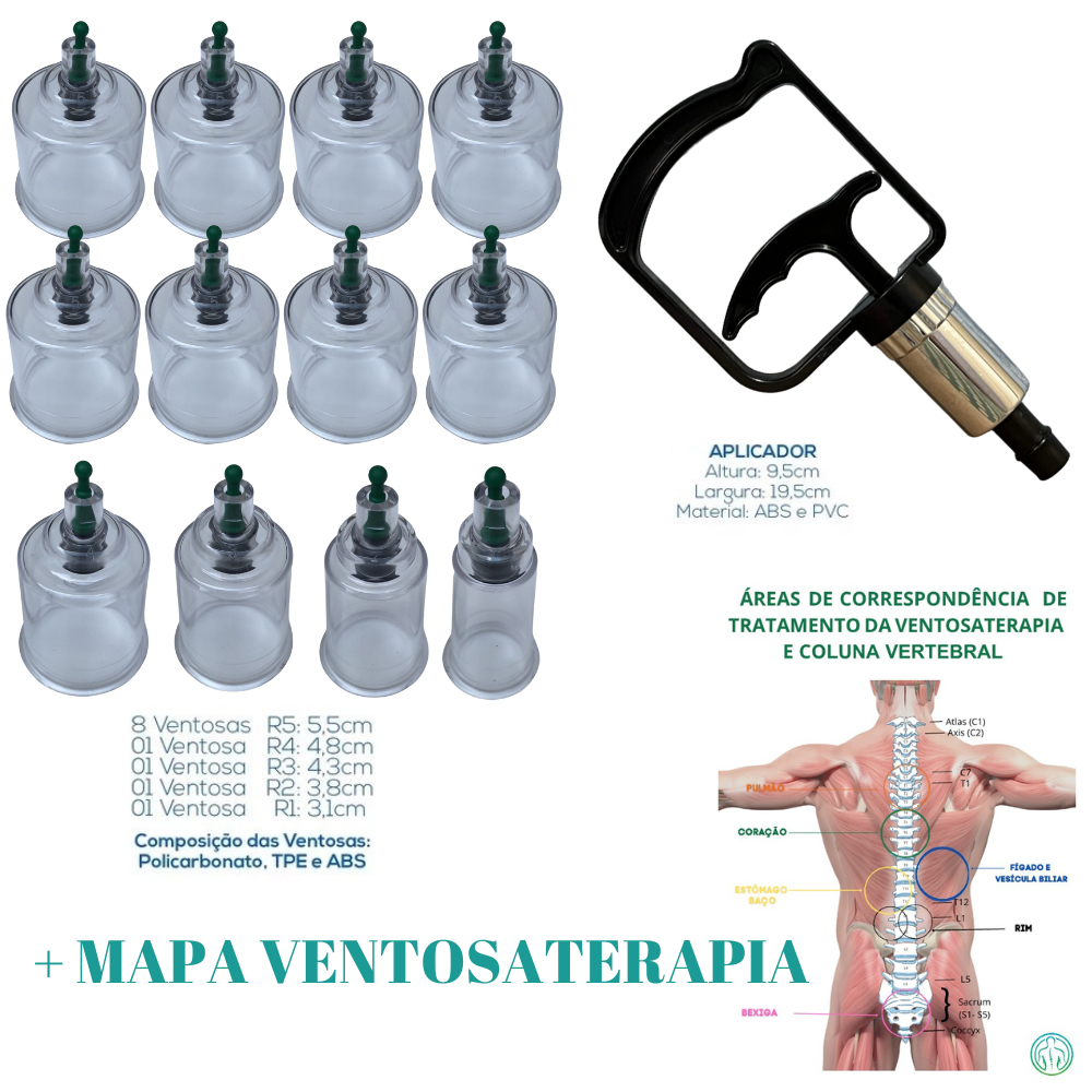 Kit Ventosa 12 Copos Roloplastic + Mapa Ventosaterapia | Shopee Brasil