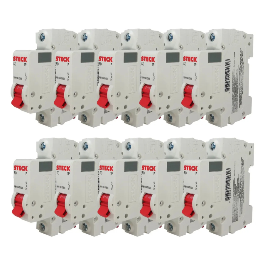 KIT 12 DISJUNTOR UNIPOLAR STECK CURVA C | Shopee Brasil