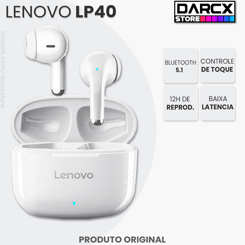 Lenovo LP40 PRO Original Fone de ouvido Bluetooth 5.1 | Shopee Brasil