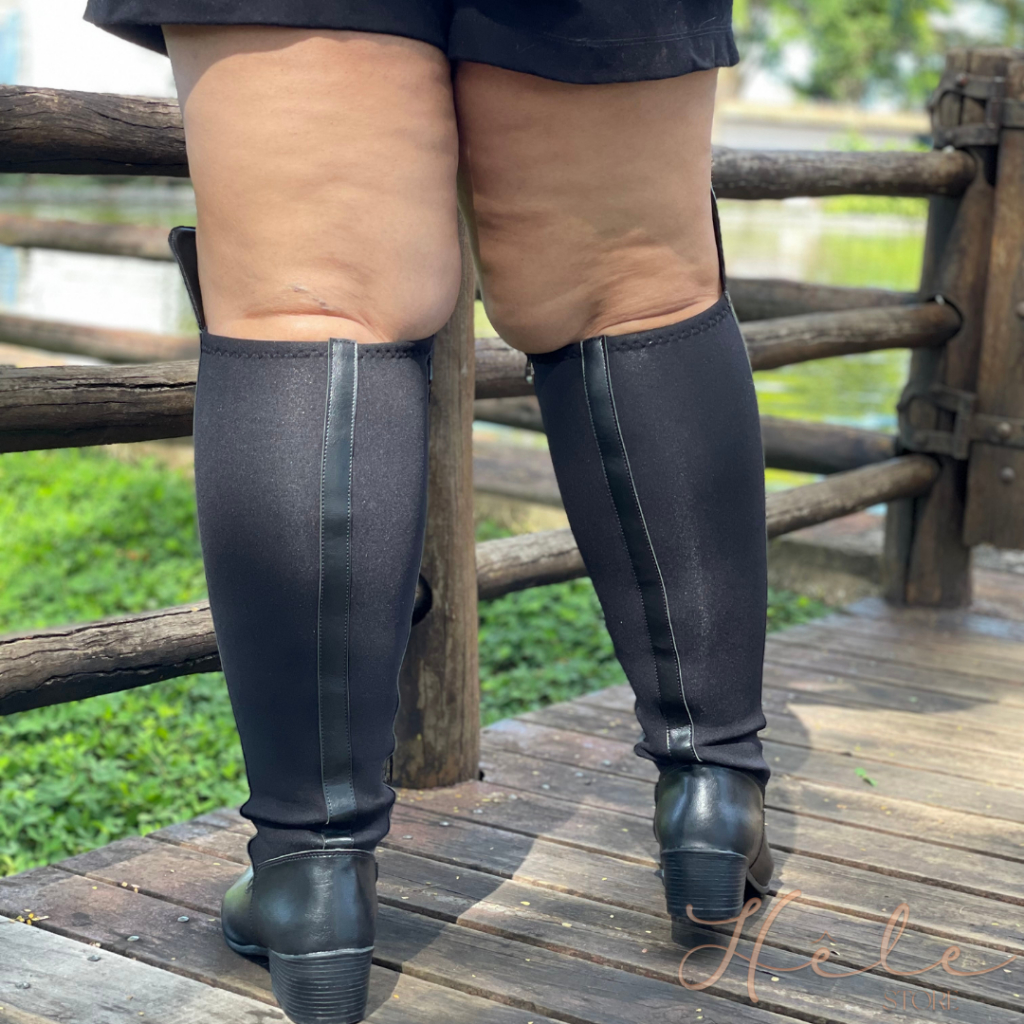 Bota Feminina Plus Size Cano Longo Zíper Neoprene Confortável Oferta ...