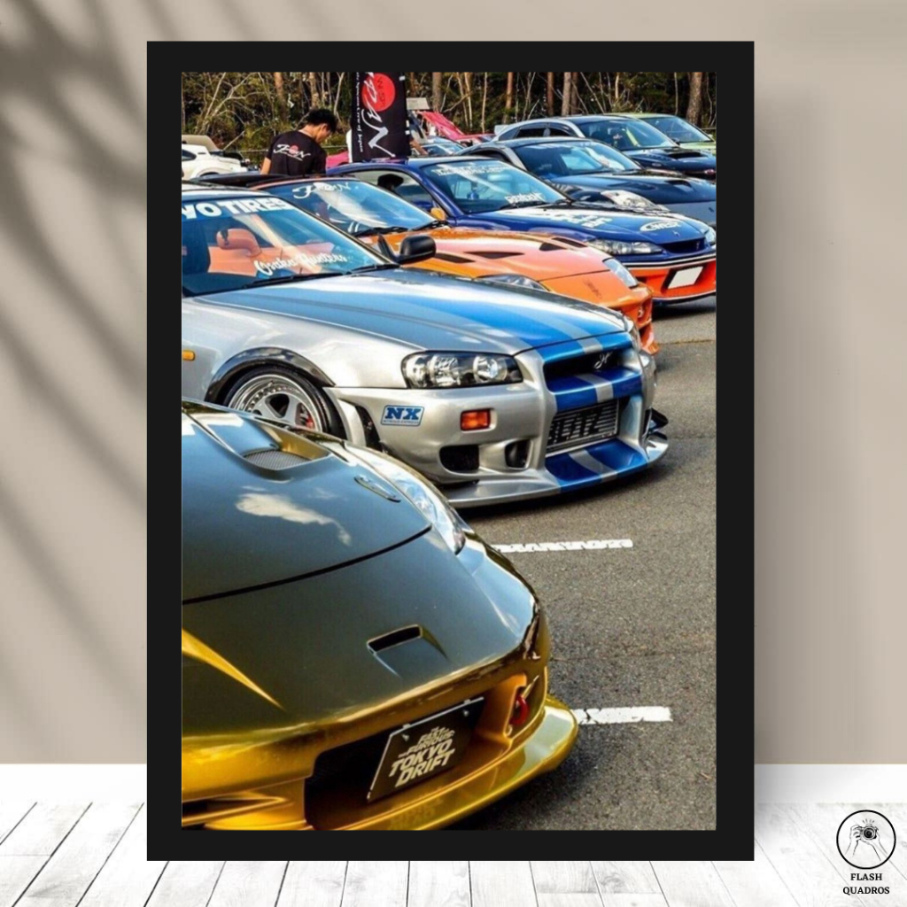 QUADRO VELOZES E FURIOSOS TORETTO BRIAN SKYLINE R34 C/ MOLDURA E VIDRO ...