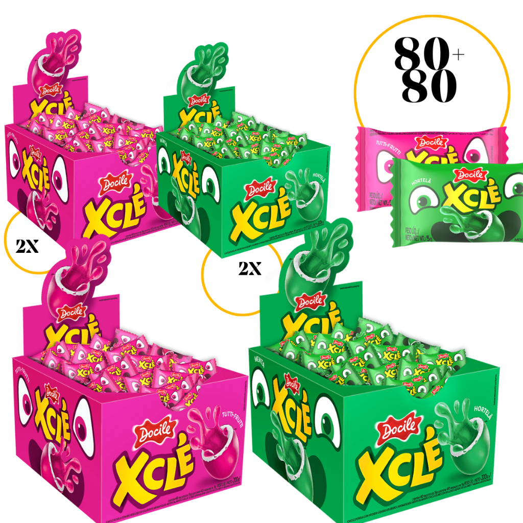 Kit Atacado Chiclete recheado Xclê tipo Poosh - Docile | Shopee Brasil