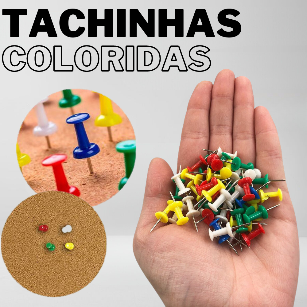 Kit de Tachinhas tipo Lança Coloridos com 50 Alfinetes Taxinhas Para ...