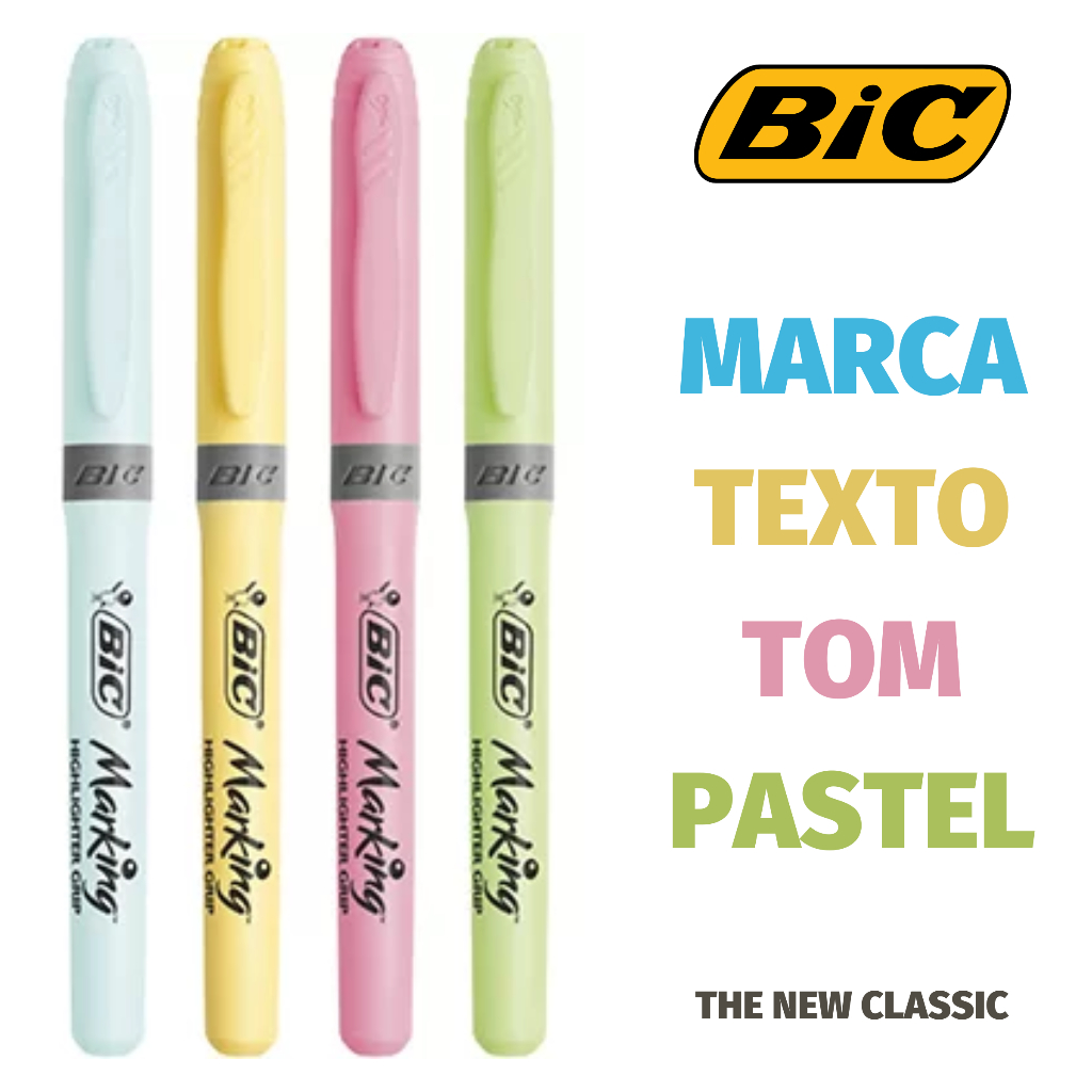 Marca Texto Bic Marking Tom Pastel - Kit ou unidade | Shopee Brasil