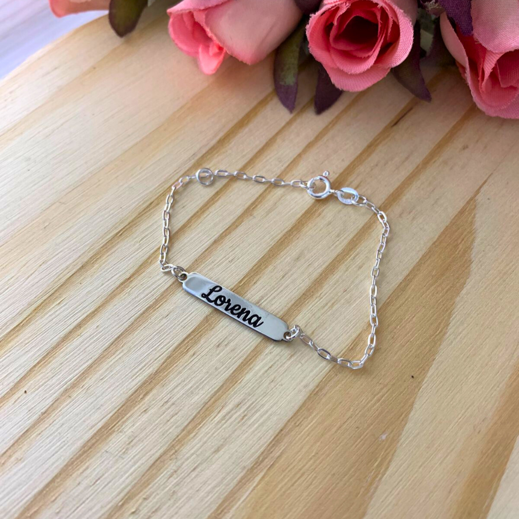 Pulseira Infantil Bebê Nome Personalizada Prata 925 | Shopee Brasil