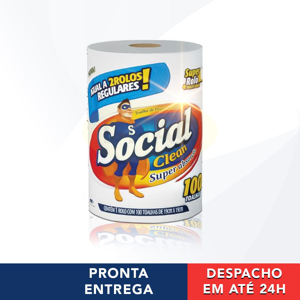 Papel Toalha Rolo Grande 100 Folhas Branco Para Cozinha - Social Clean ...