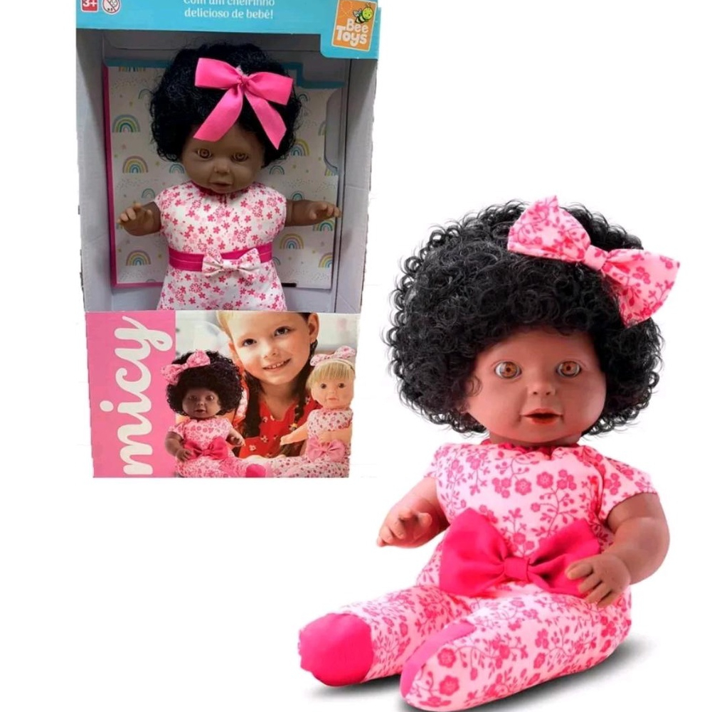 Boneca De Vinil 37cm Micy Negra Com Caixa - Envio Imediato - Bee Toys ...