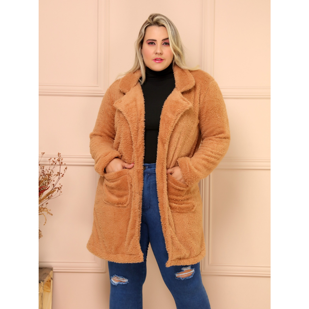 casaco teddy plus size inverno B238 | Shopee Brasil