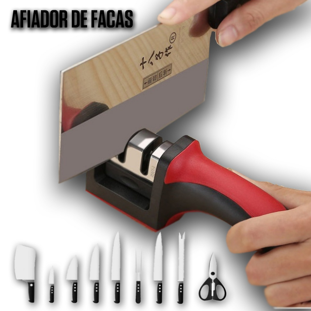 Kit de 2 Amolador Afiador De Facas Em Aço Inox Profissional Com 3 ...