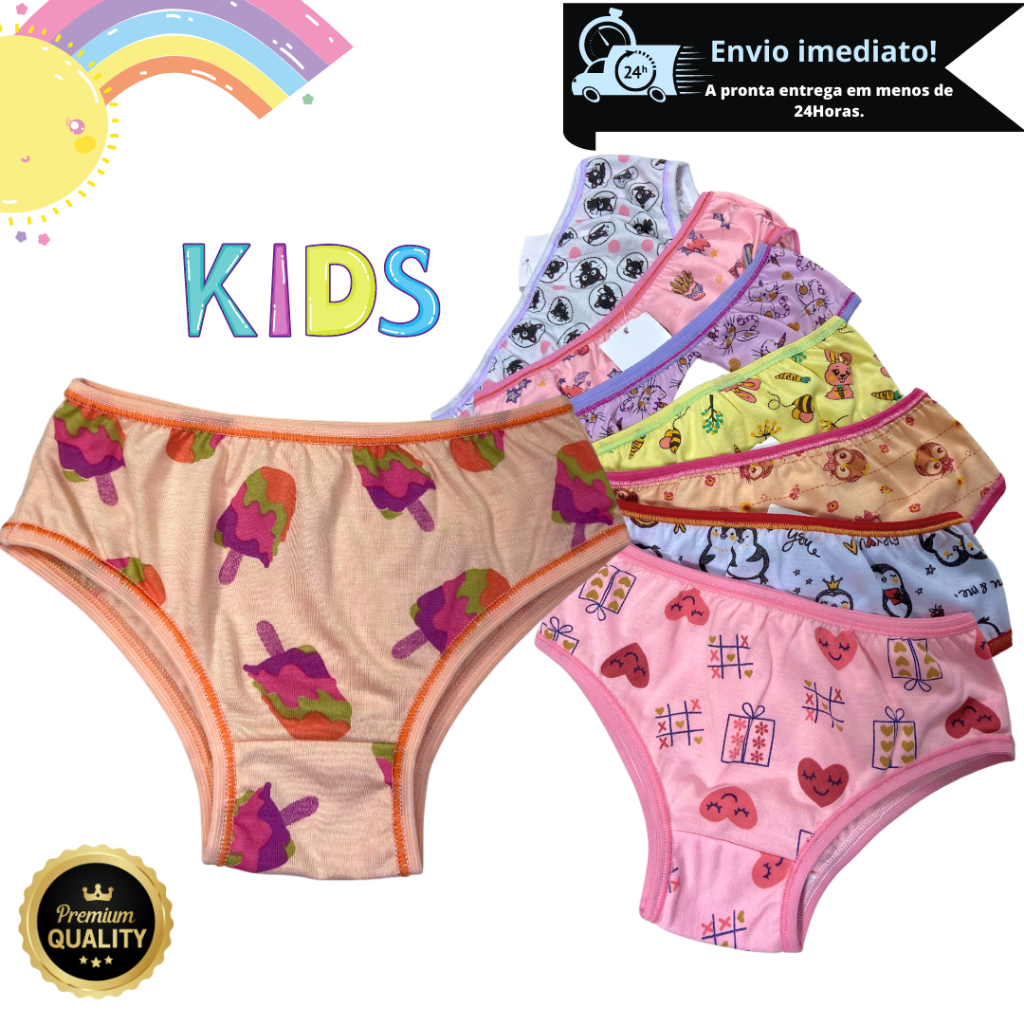 Kit/10 Calcinhas Infantil Larinha Kids Moda íntima Para Meninas ...