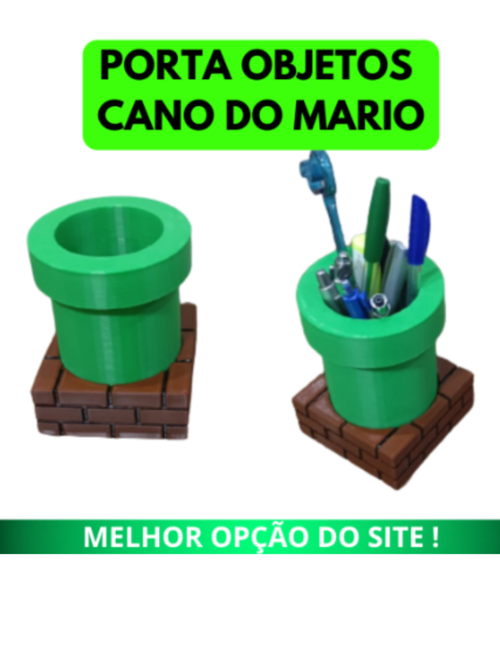 Porta Objetos Decorativo Super Mario - Pipe Warp Cano mario Geek Gamer ...
