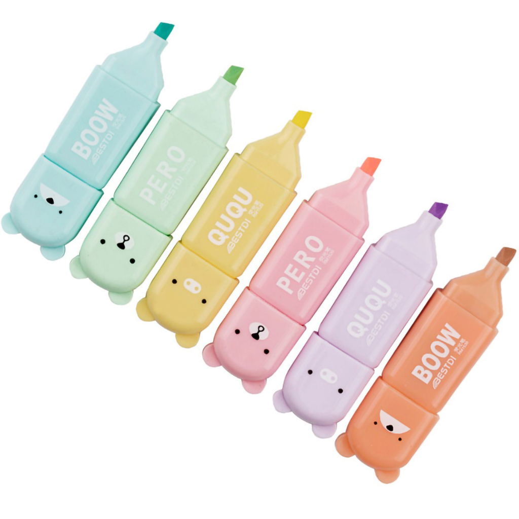 Kit Mini Marca Texto Fofo Ursinhos Boow 6 Cores | Shopee Brasil