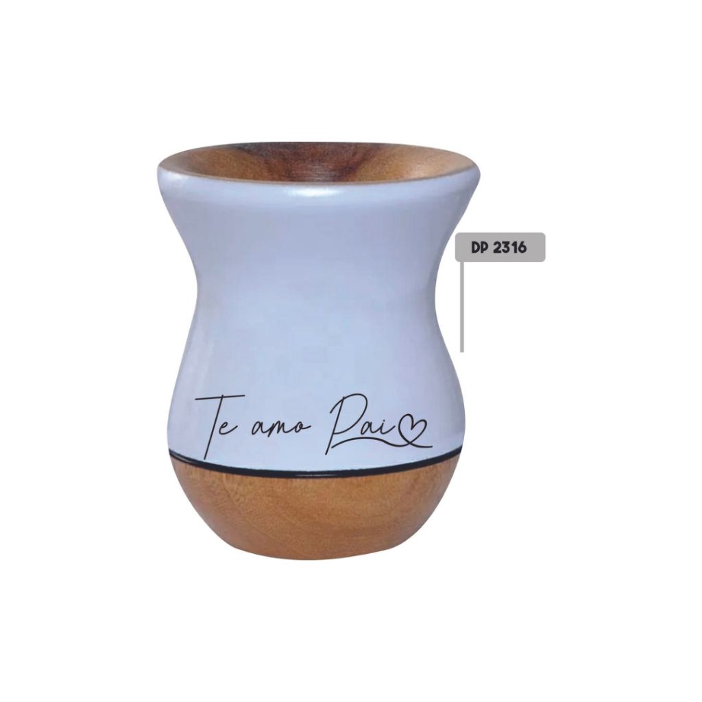Cuia de Madeira Premium Branca Personalizada Dia dos Pais | Shopee Brasil