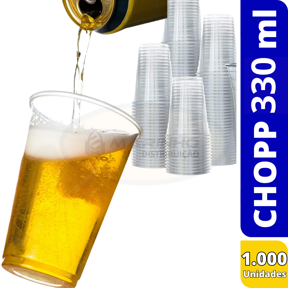 Copos Descartável Chopp Pp Liso 330 ml - 1.000 unidades | Shopee Brasil