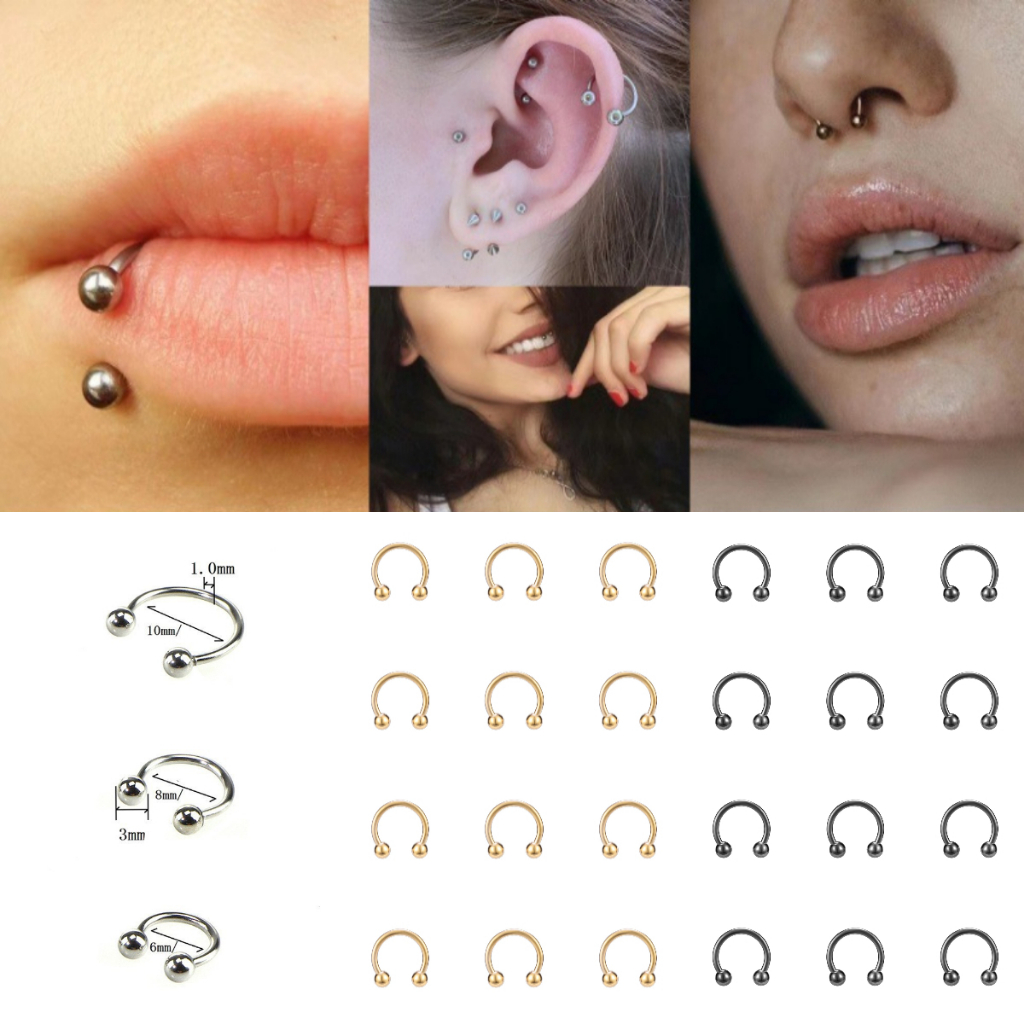 Kit com 12 Piercings Ferratura em tatanio rosca interna 6mm 8mm 10mm ...