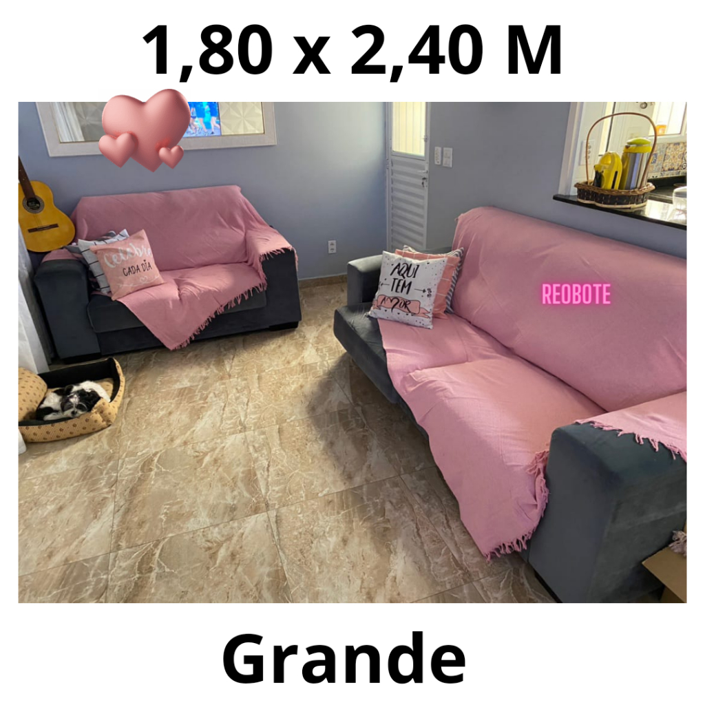 Manta Para Sofá Grande Gigante Decorativa 1,80 x 2,40m 100% Algodão ...