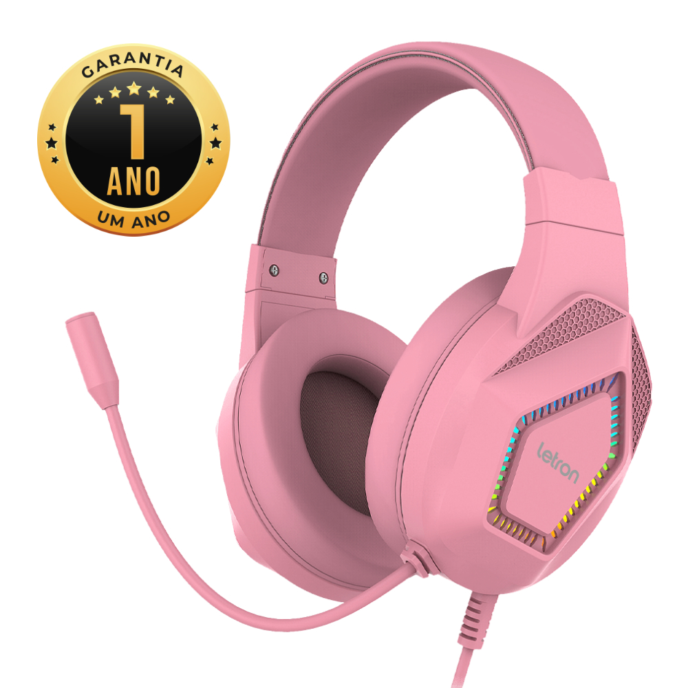 Fone Headset Gamer RGB Rosa com Microfone | Shopee Brasil