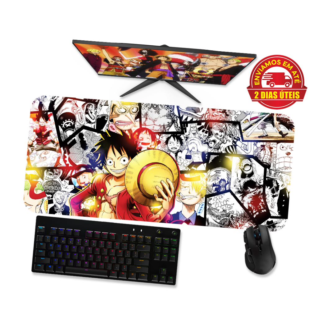 Mousepad Gamer Grande 90x40 - ONEPIECE - LUFFY MANGA - Escorrega o Preço