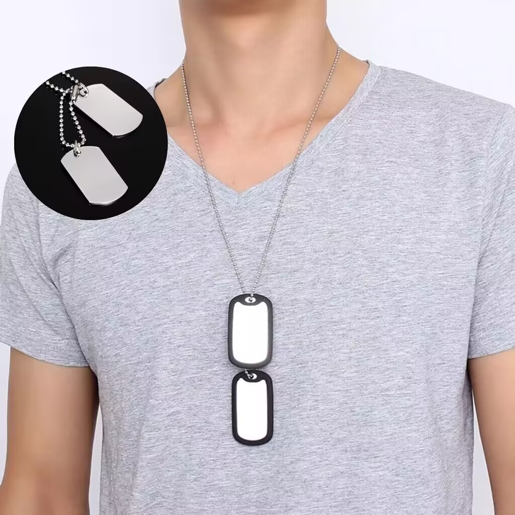 Colar Masculino com 2 Placas Identificação Exército Aço Inox 316l ...