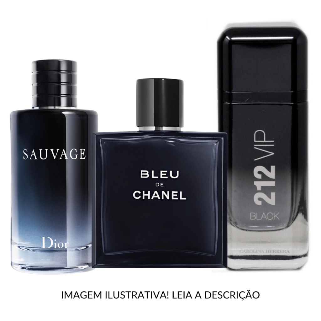Combo Perfume Masculino Importado Sauvage + Bleu Chanel + 212 VIP Black ...