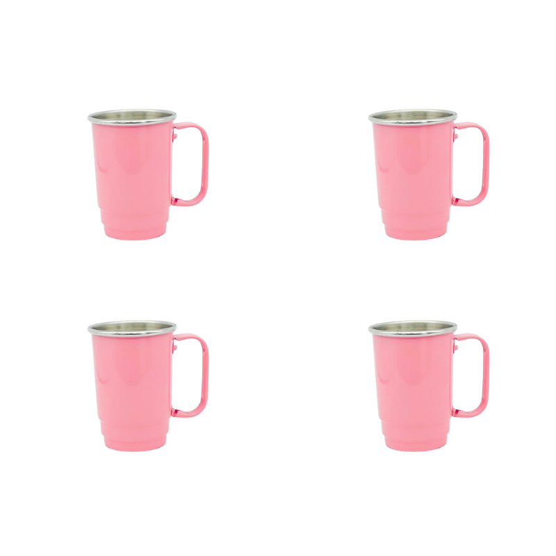 4 Caneca Barbie borda polida rosa bb 350ml Alumínio chopp gelo cerveja ...