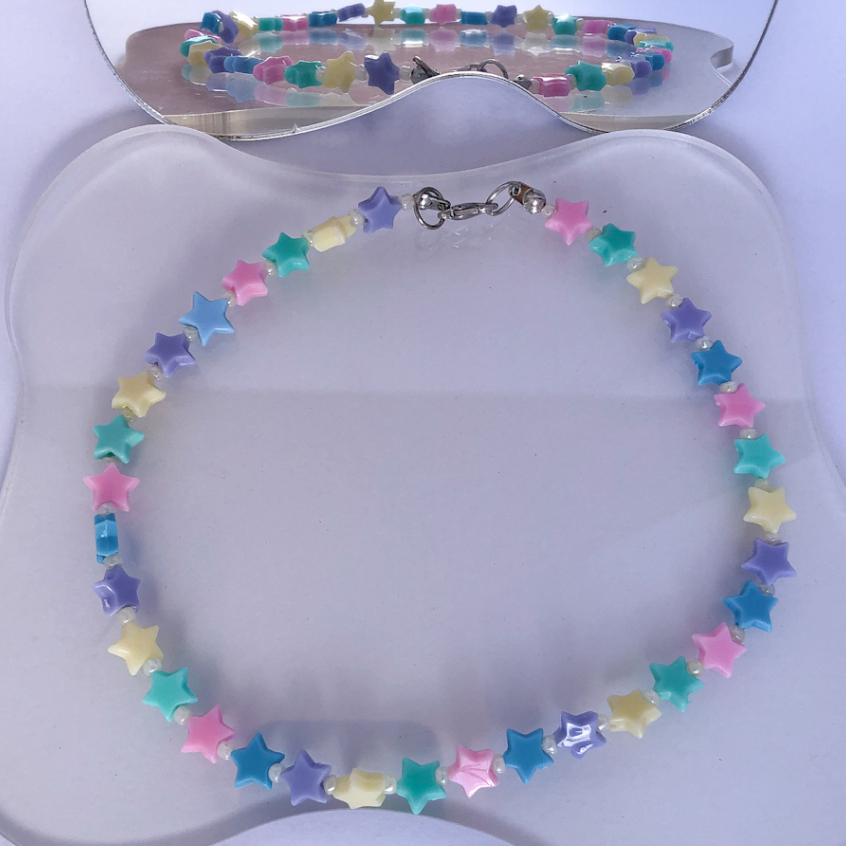 Colar de Estrelas Pastel - Softie, Cute, Aesthetic | Shopee Brasil