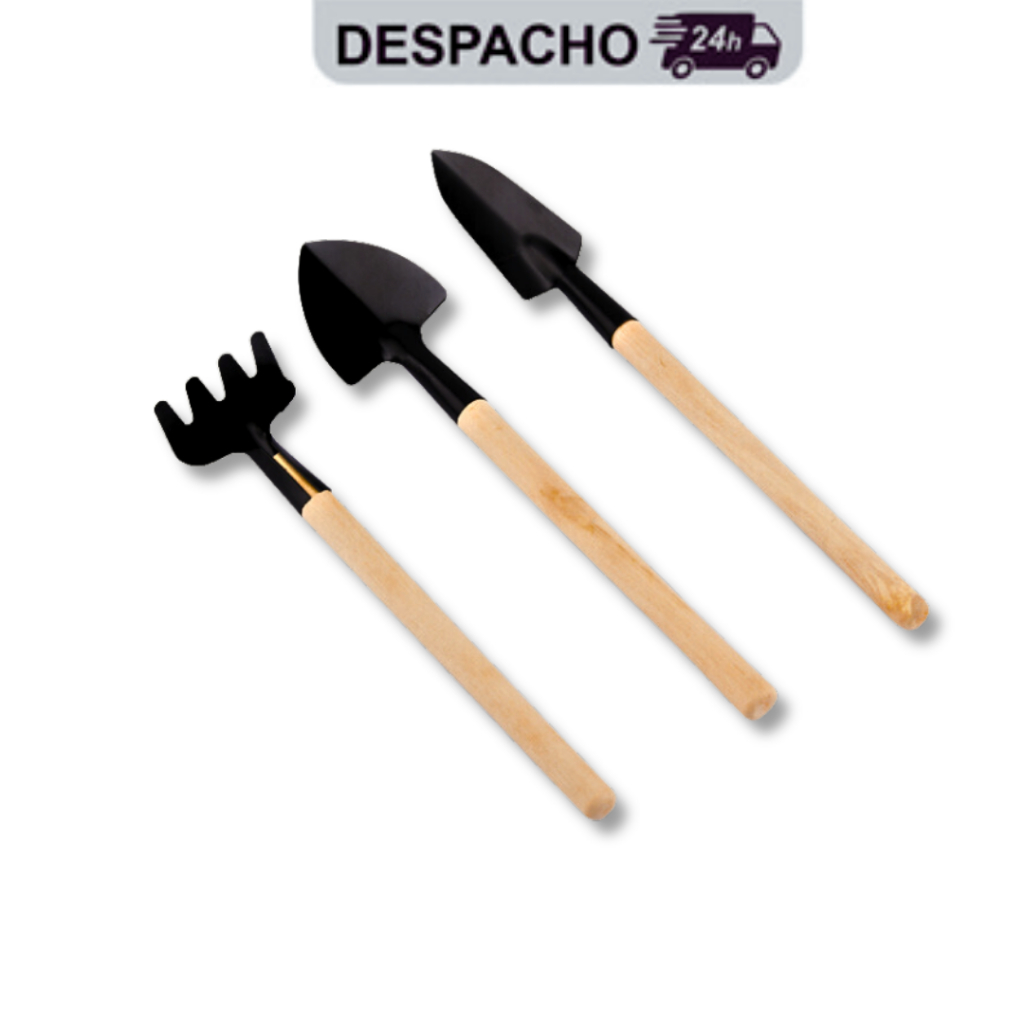 Kit Jardinagem 3 Peças Mini Pa Rastelo Ancinho Ferramentas Para Jardim ...