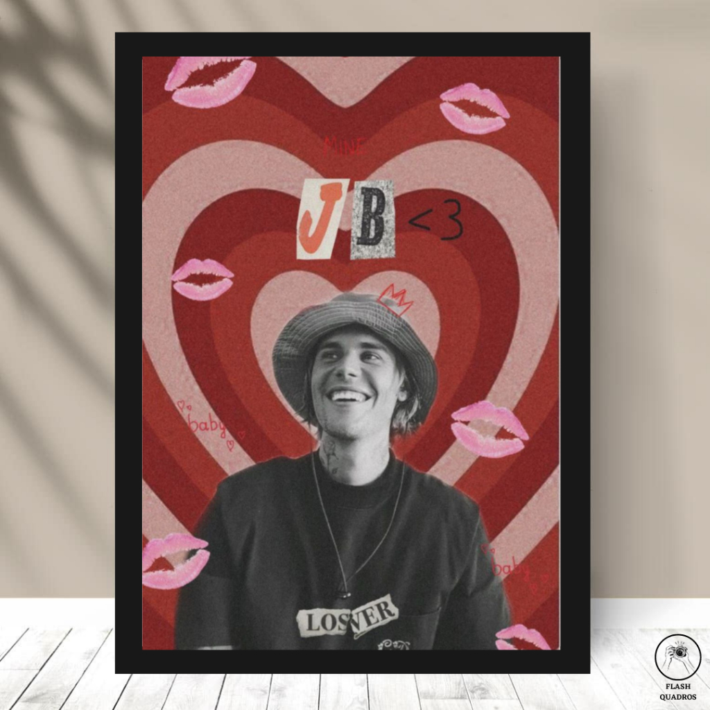 QUADRO PLACA JUSTIN BIEBER ALBUM CANTOR C/ MOLDURA E VIDRO - TAMANHO A4 ...