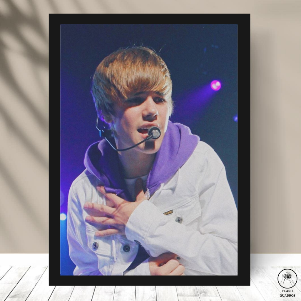 QUADRO JUSTIN BIEBER ALBUM CANTOR C/ MOLDURA E VIDRO A4 A3 | Shopee Brasil