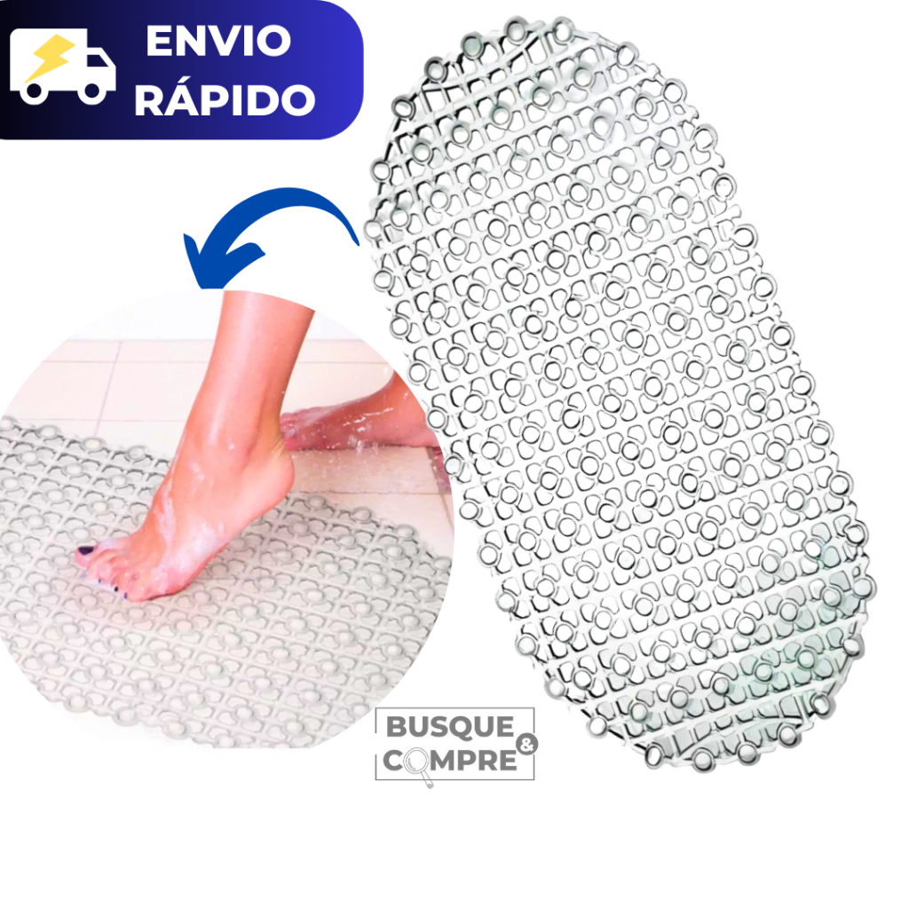 Tapete de Banheiro para Box Antiderrapante Transparente PVC Furadinho ...